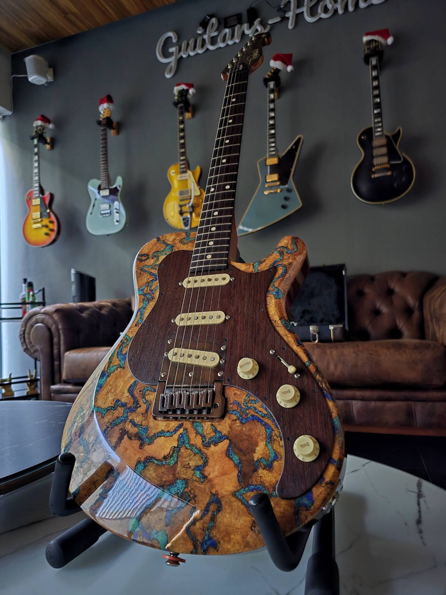 Knaggs Choptank Trem T2 Spalted Maple & Blue Lapis - Guitars Home