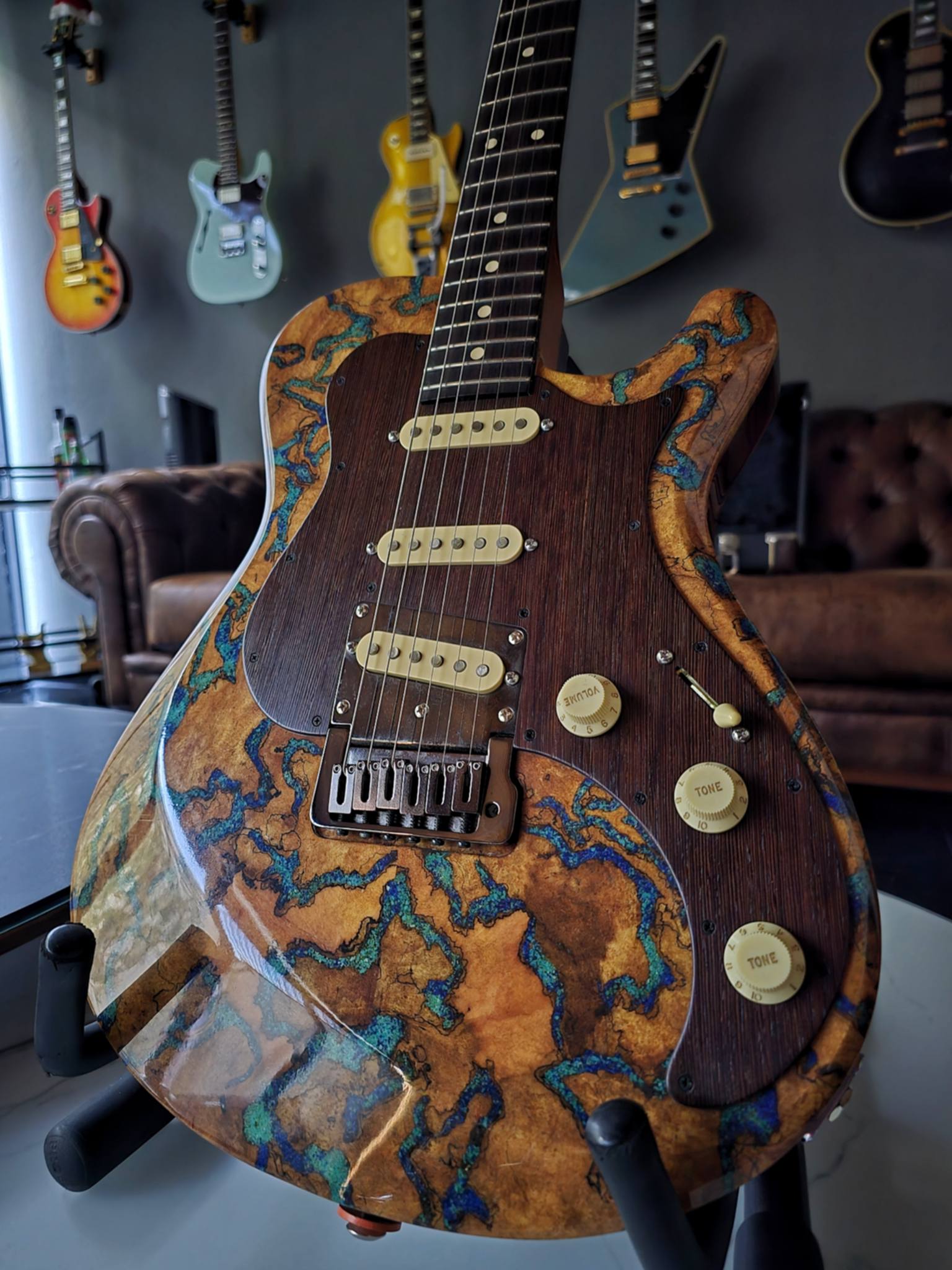 Knaggs Choptank Trem T2 Spalted Maple & Blue Lapis - Guitars Home